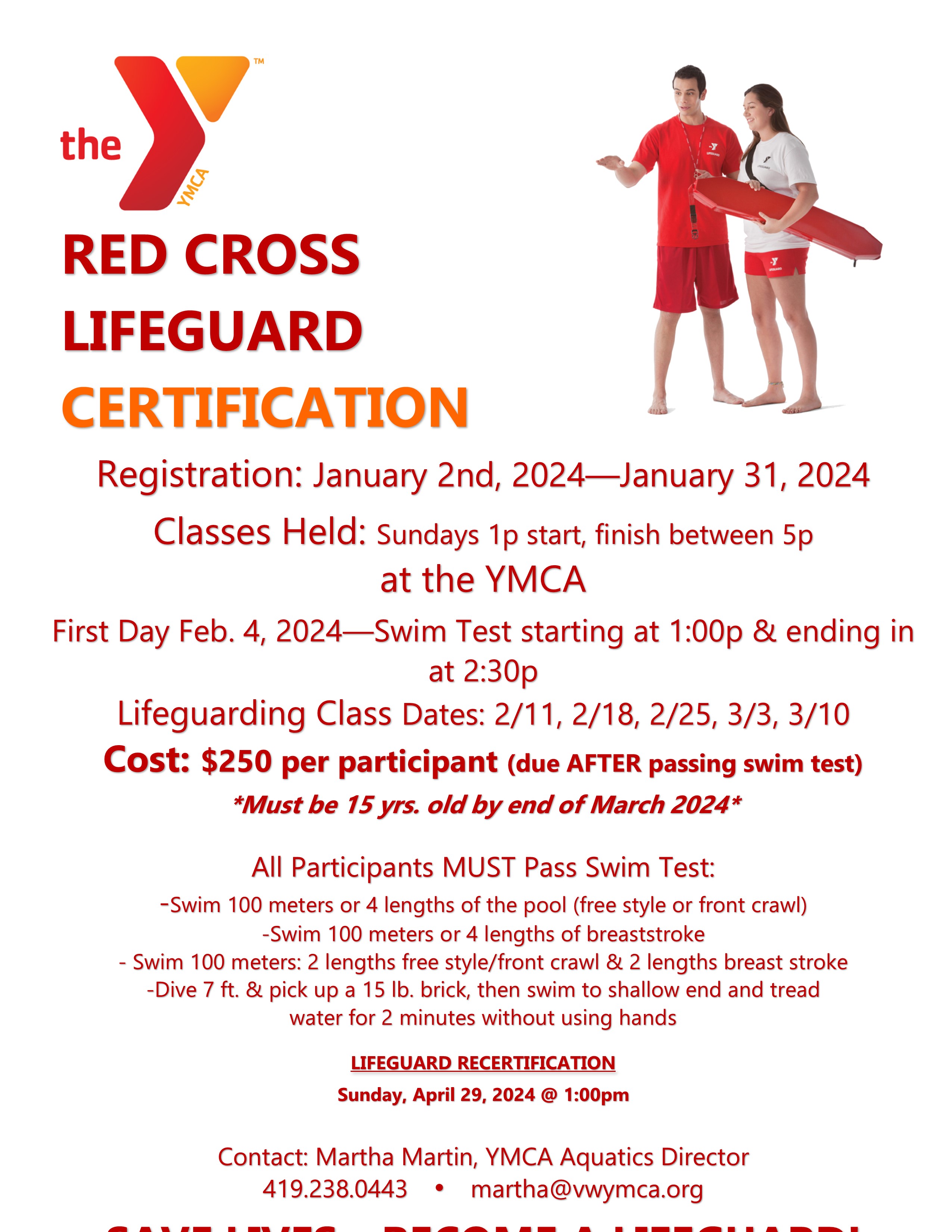 Lifeguard Certification Classes | YMCA of Van Wert County